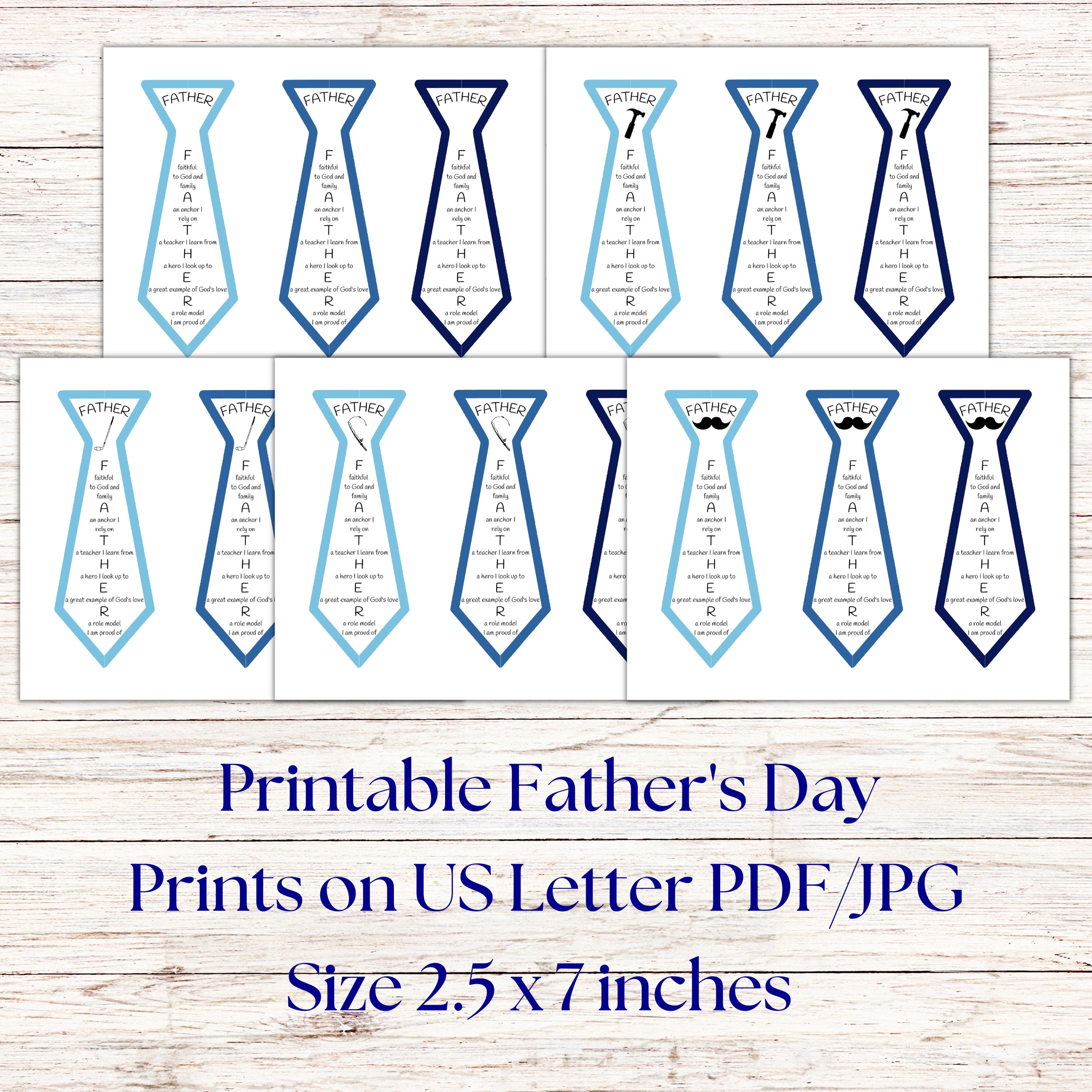 Father's Day Neck Tie Printable, Father Acronym Printable, Neck Tie ...