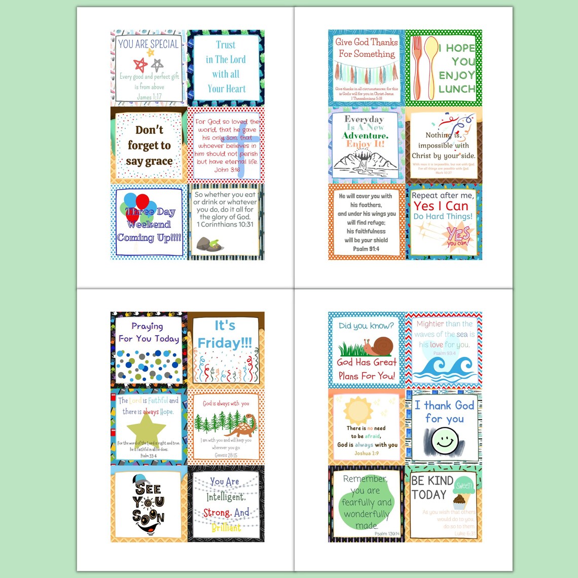 Christian Printable Lunchbox Notes for Kids Inspiring Notes - Etsy
