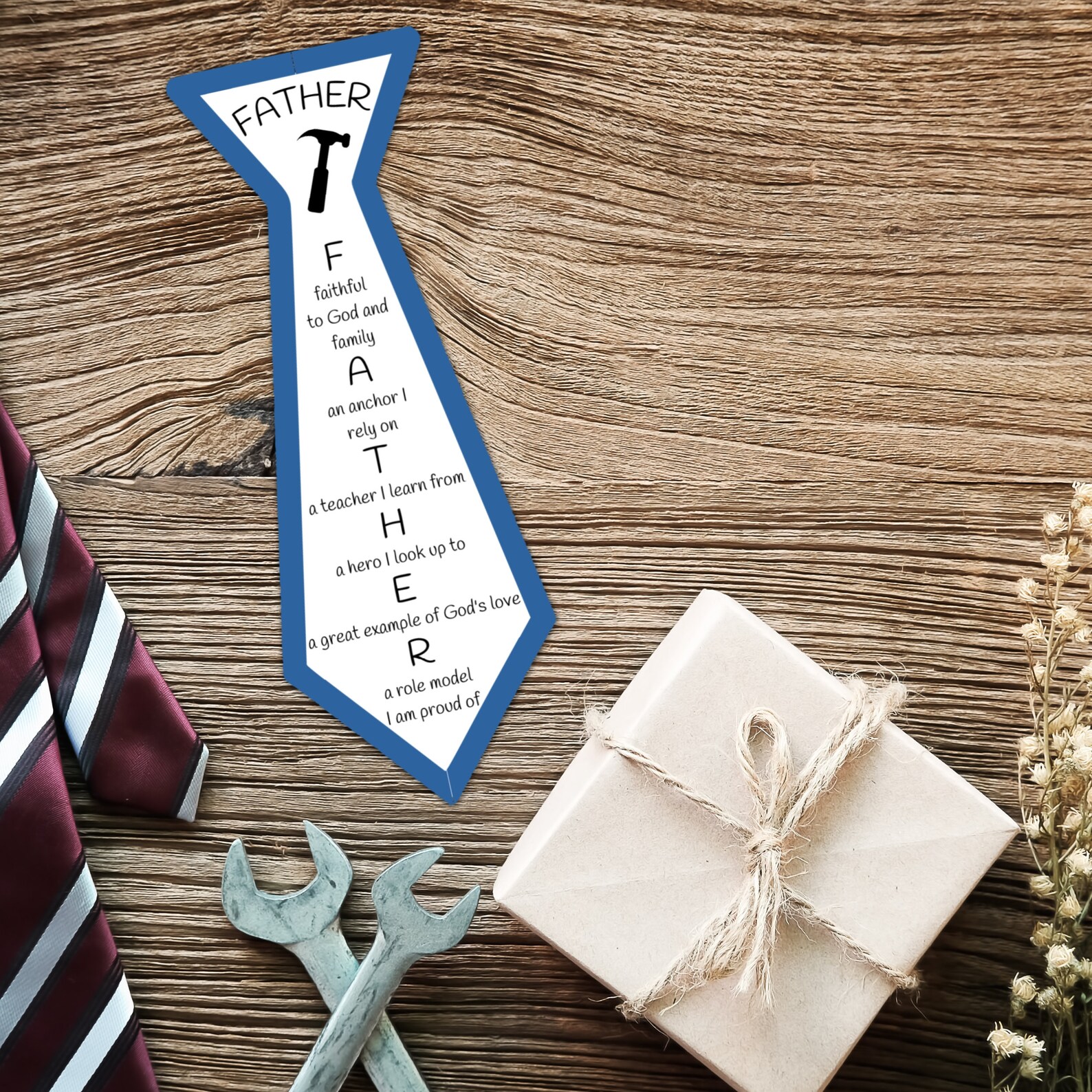 Father's Day Neck Tie Printable, Father Acronym Printable, Neck Tie ...