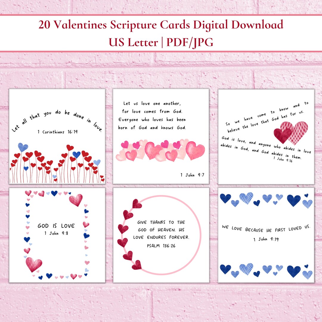God's Love Bible Verses, Valentines Scripture Cards, Bible Verses for ...
