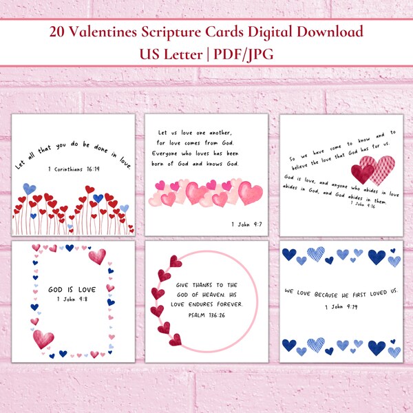 Christian Valentines Love Scripture Cards | Kids Valentine's Day Cards | Printable | God's Love ...