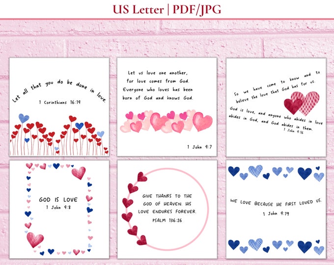 God's Love Bible Verses, Valentines Scripture Cards, Bible Verses for ...