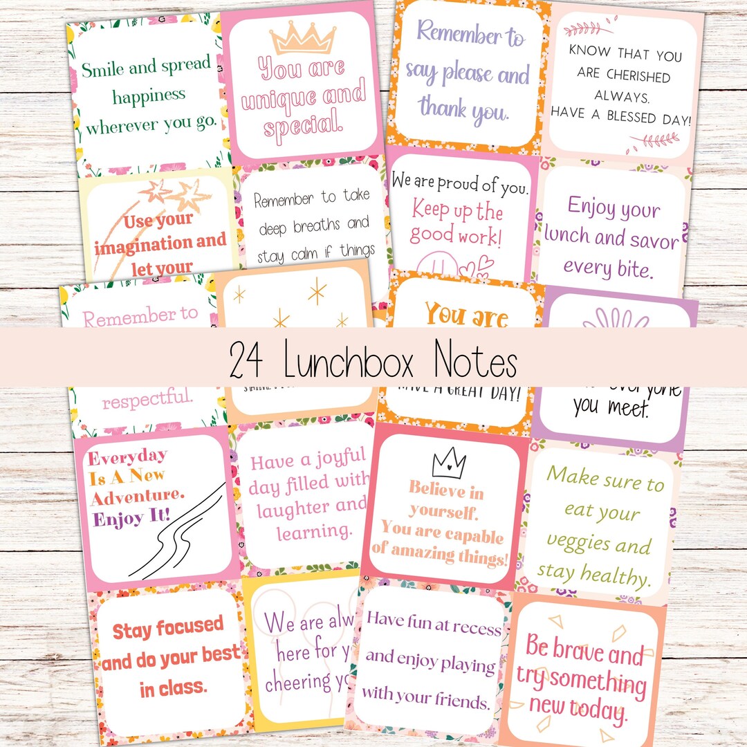 Printable Lunchbox Notes for Kids | Inspiring Notes | Encouragement ...
