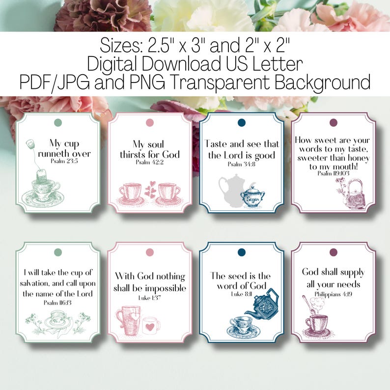 Scripture Tea Tags: Bible Verse Christian Printable, Tea Mother's Day ...