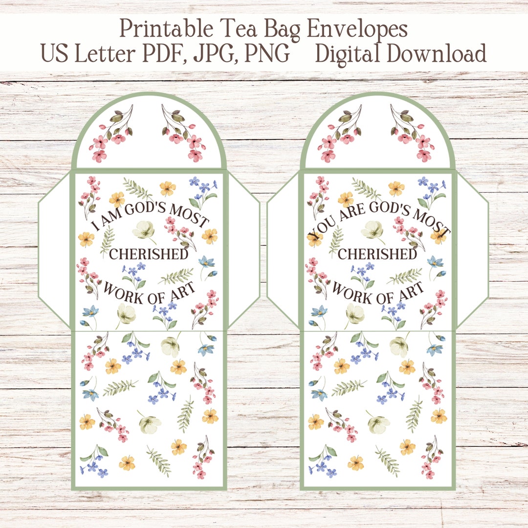 Printable Tea Bag Envelopes Tea Bag Wrapper Tea Lover Gift Teabag ...