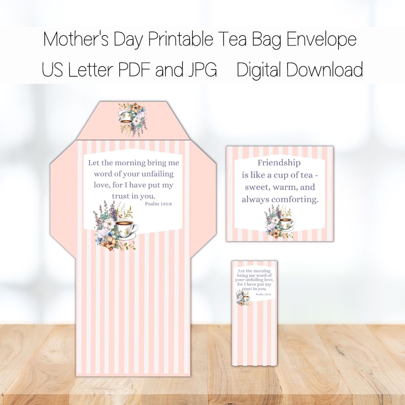 Printable Tea Bag Envelope Tea Bag Wrapper Tea Lover Gift Teabag Holder ...