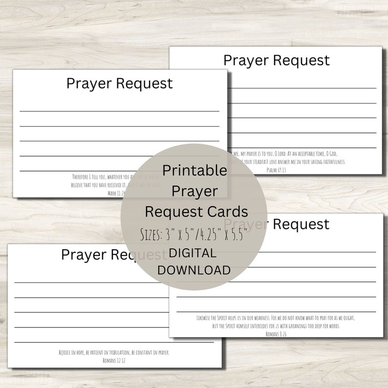 Christian Prayer Request Cards & Sign: Scripture Verses (digital ...