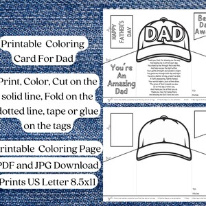 Father's Day Card Activity Sunday School Craft for Dad Coloring Dad Hat ...