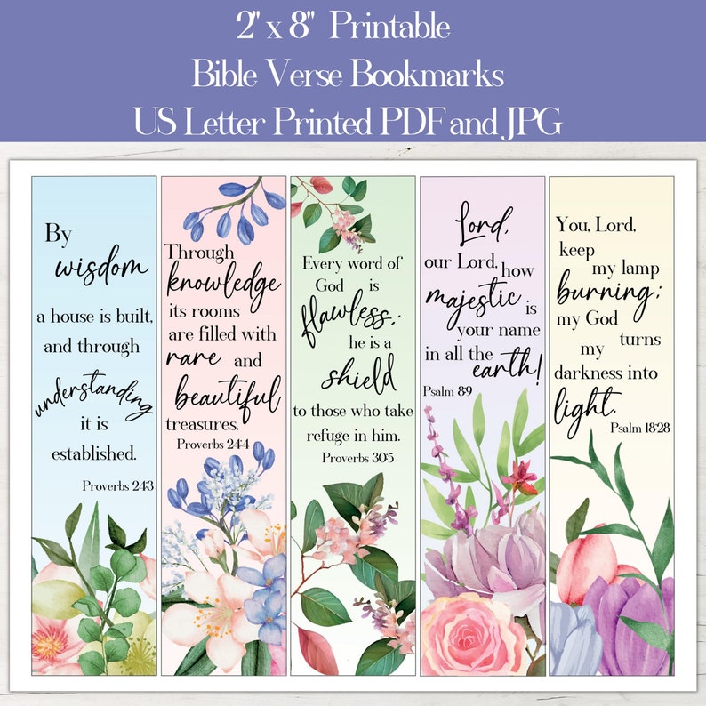 Printable Bible Verse Bookmark Set Digital Bookmark Bundle - Etsy