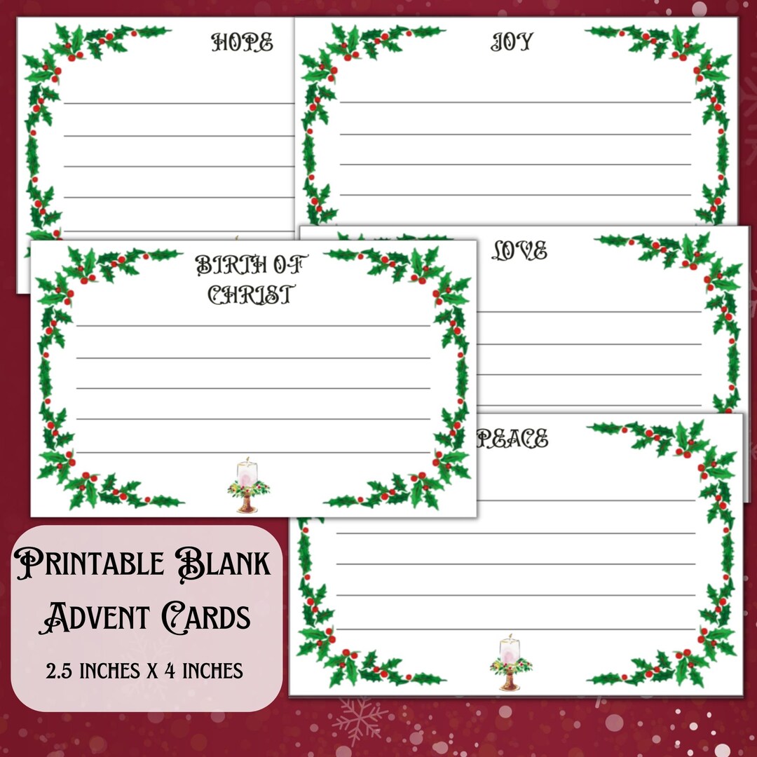 Printable Blank Advent Cards Scriprure Cards Christmas Prayer Cards ...