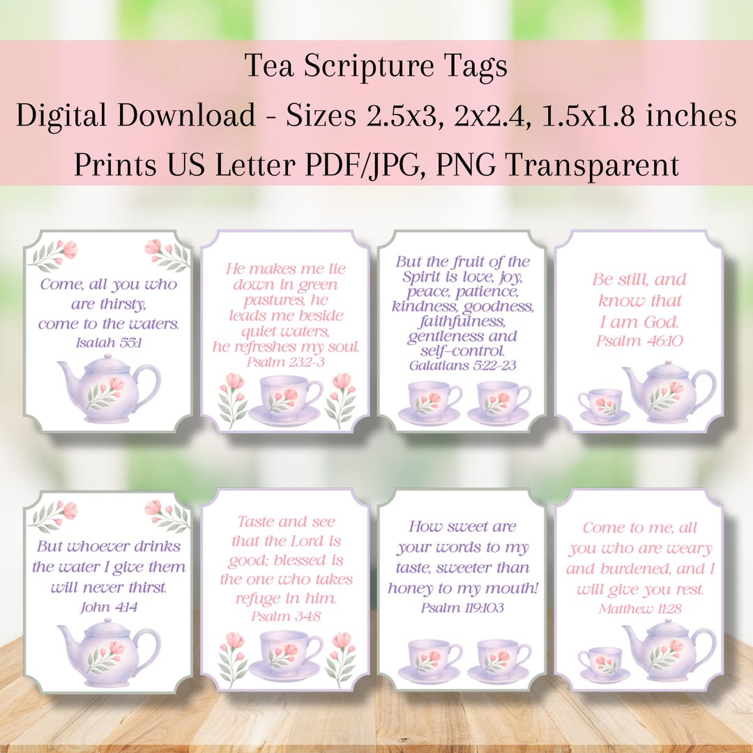 Scripture Tea Tags, Printable Tea Tags, Scripture-inspired Beverage ...