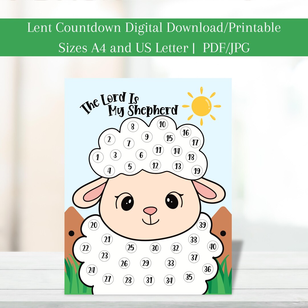 Lenten Countdown Calendar, 40 Day Lent Printable, Countdown to Easter ...