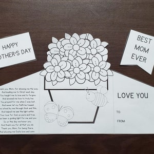Mother's Day Card Activity Sunday School Craft for Mom Coloring Potted ...