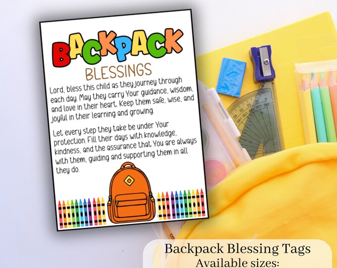 Backpack Blessing Card, Back to School Blessing, Backpack Prayer, First ...