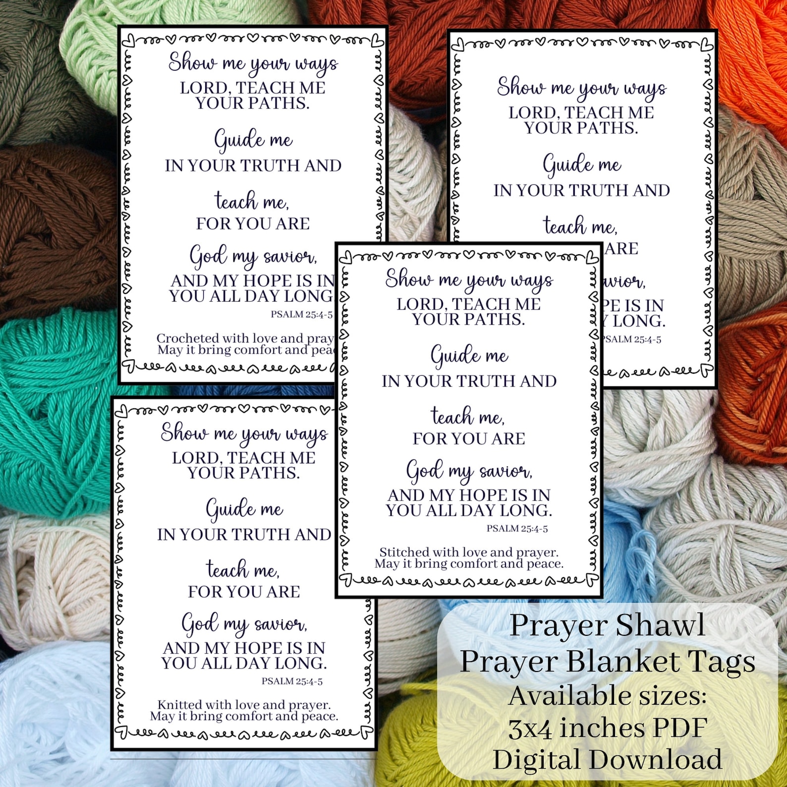 Prayer Shawl Tags: Psalm Scripture, Crochet, Knit (PDF Download) - Etsy