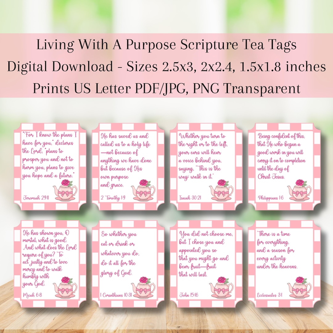 Scripture Tea Tags: Bible Verse Printable, Tea Mother's Day, Tea Lovers ...