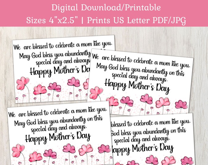 Mother's Day Church Cards Mother's Day Tea Gift Bag Cards Tags ...