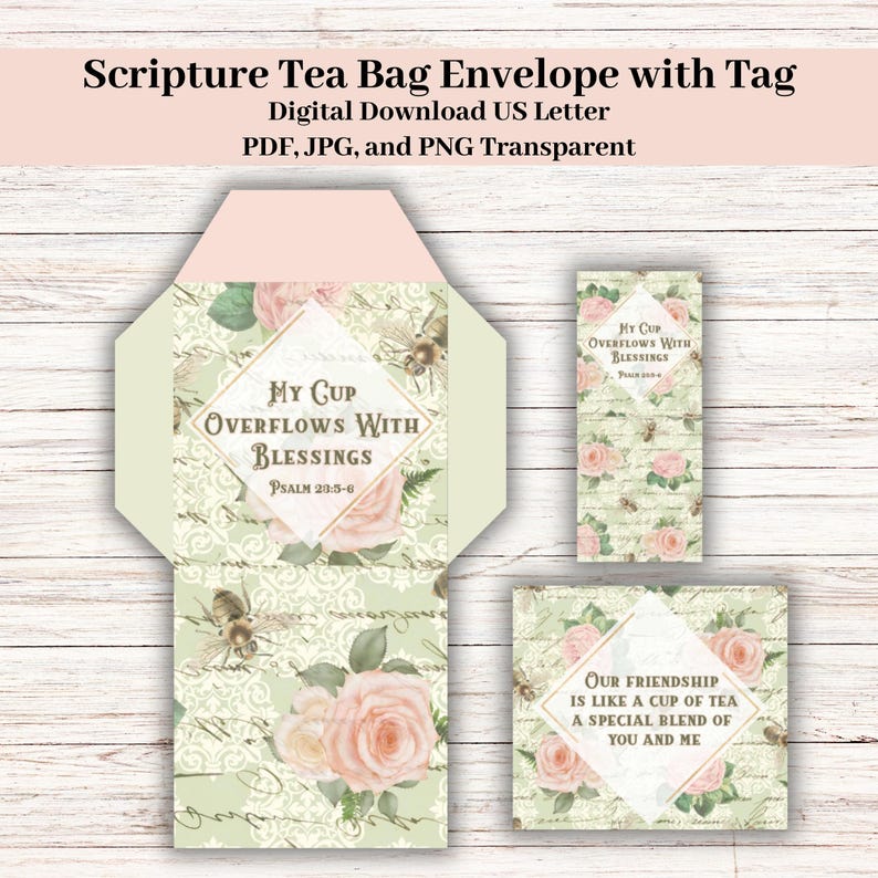 Printable Scripture Tea Bag Envelope & Tag (digital Download) - Etsy