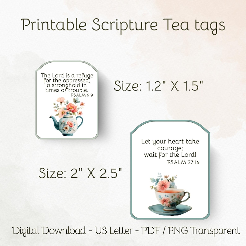 Scripture Tea Tags: Bible Verse Christian Printable Favors for Women's ...