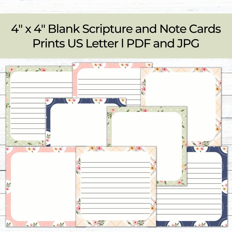 Lined & Blank Journal Note Cards, Planner, Journaling Cards, Blank ...