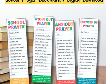 School Prayer Bookmark, First Day of School, Backpack Blessing Bookmark ...