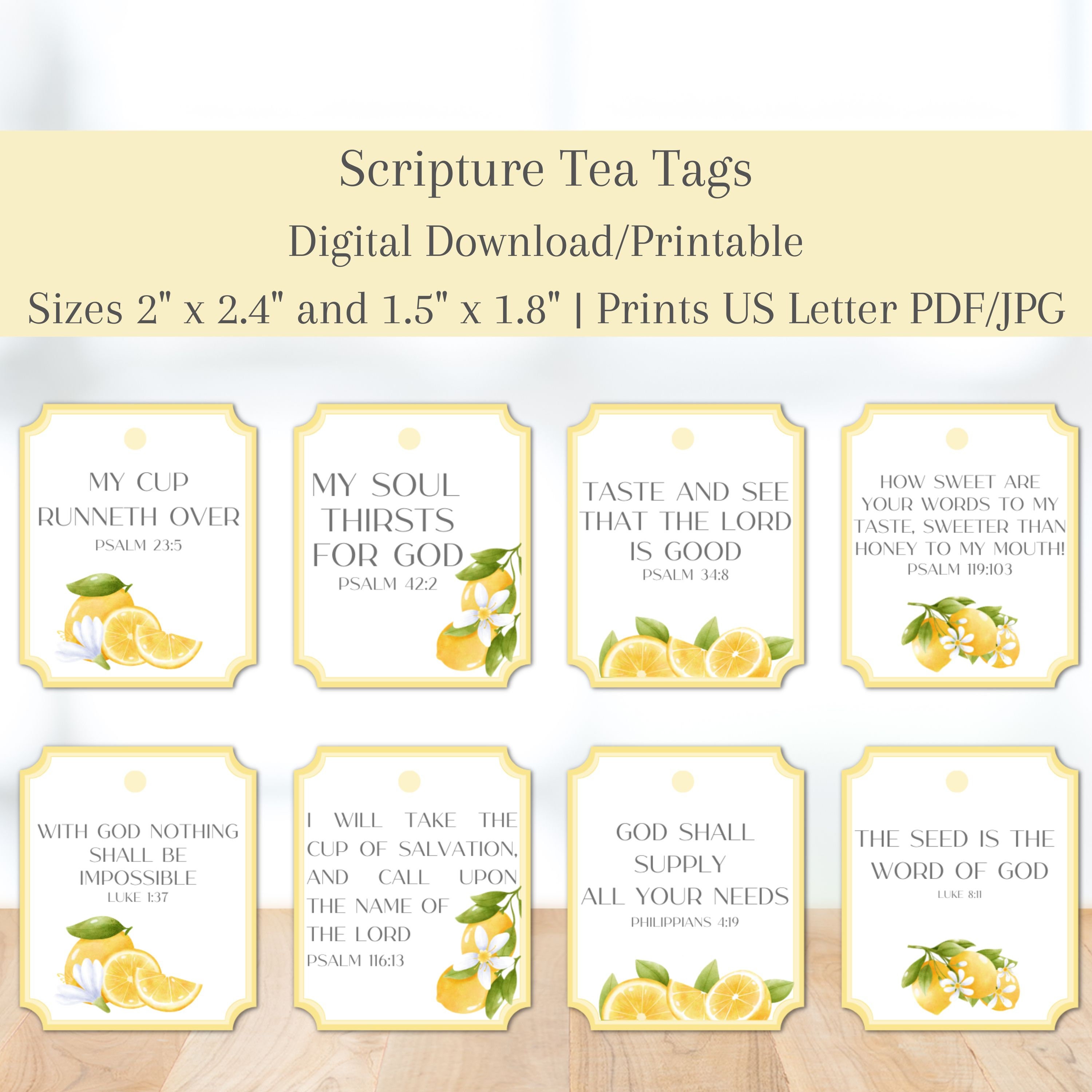 Scripture Tea Tags Printable Tea Tags Scripture Gift Tags Tea Bag Tags ...