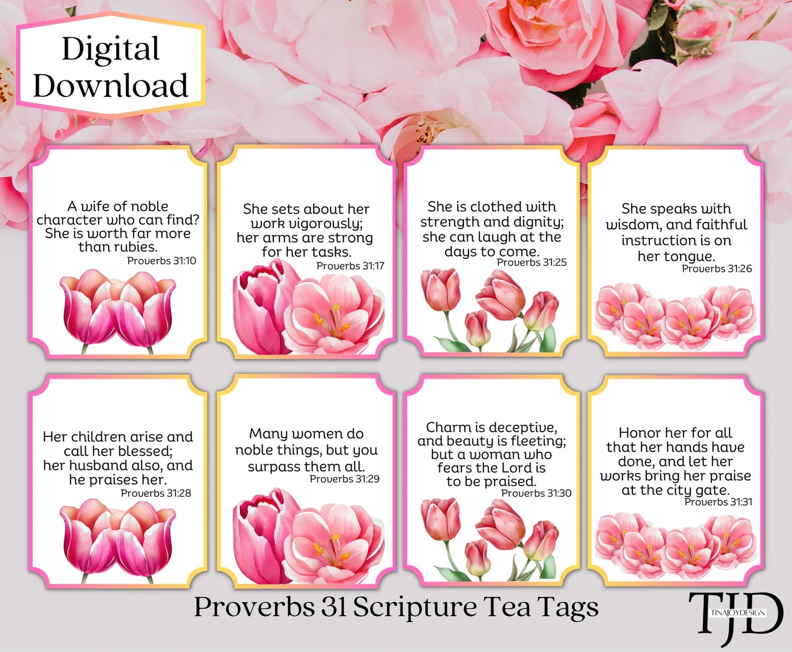Proverbs 31 Tea Tags Scripture Tea Tags Printable Gift Tags Tea Bag ...