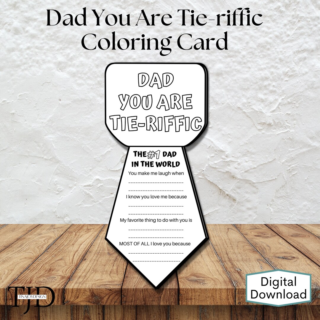 Father's Day Card Activity Sunday School Craft for Dad Coloring Tie Tie ...