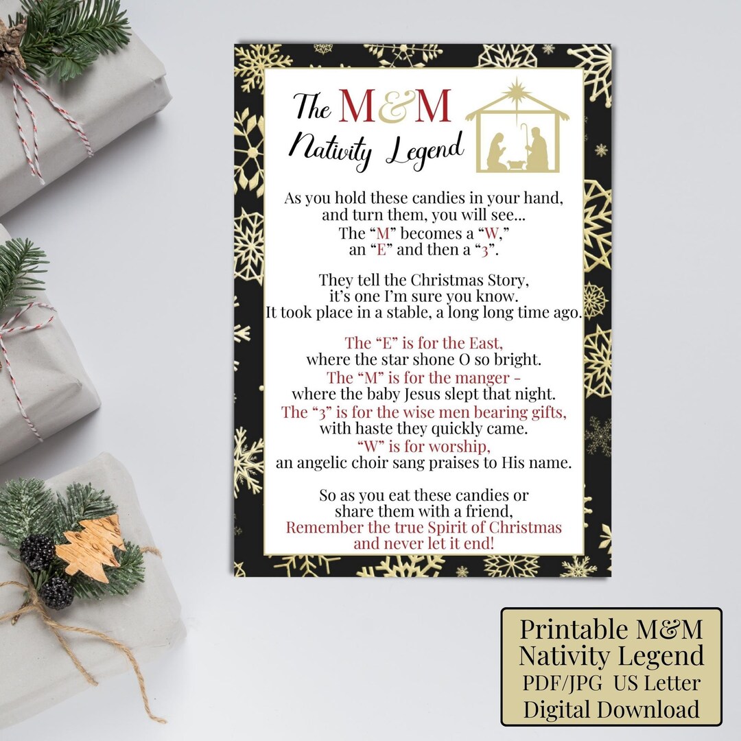 M&M Nativity Legend Christmas Tags Gifts Treats Cards Chocolate Candy ...
