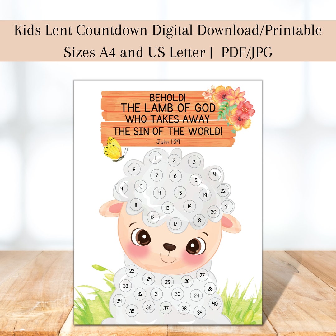 40 Days Lenten Calendar, Lenton Printable, Countdown to Easter, Lent ...