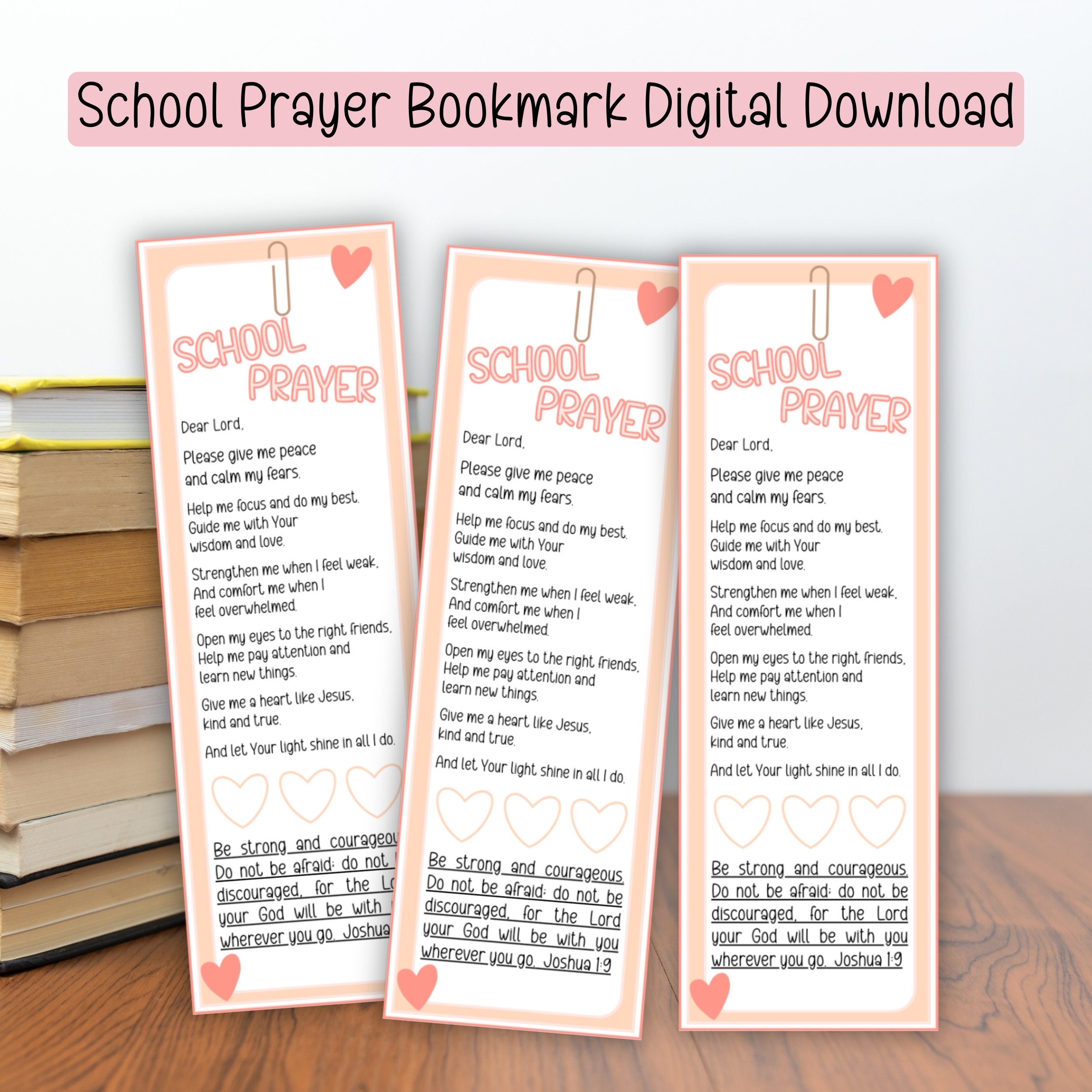 School Prayer Bookmark, First Day of School, Backpack Blessing Bookmark ...