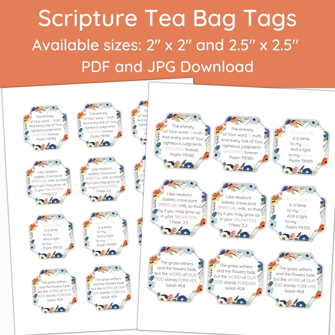 Scripture Tea Bag Tags | Printable Tea Bag Tags | Scripture Verse Tags ...