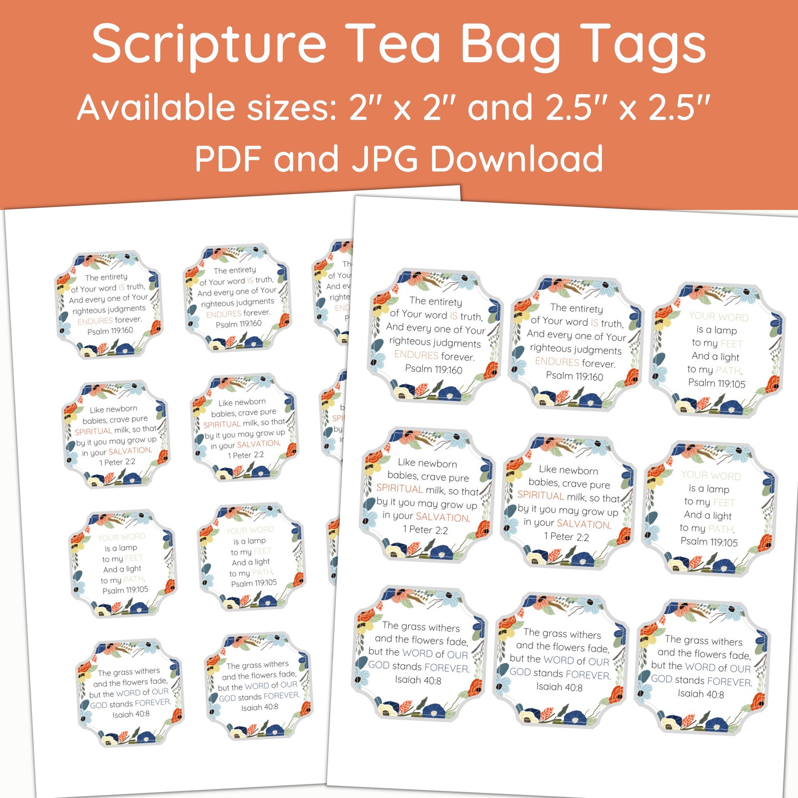 Scripture Tea Bag Tags Printable Tea Bag Tags Scripture Verse Tags Tea ...
