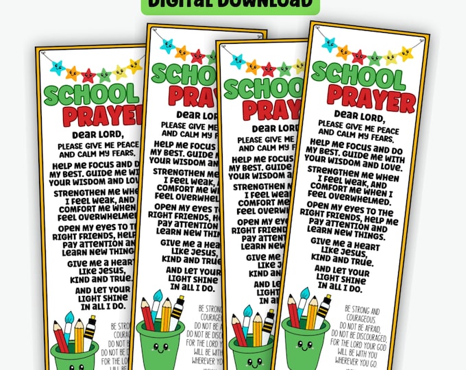 School Prayer Bookmark, First Day of School, Backpack Blessing Bookmark ...
