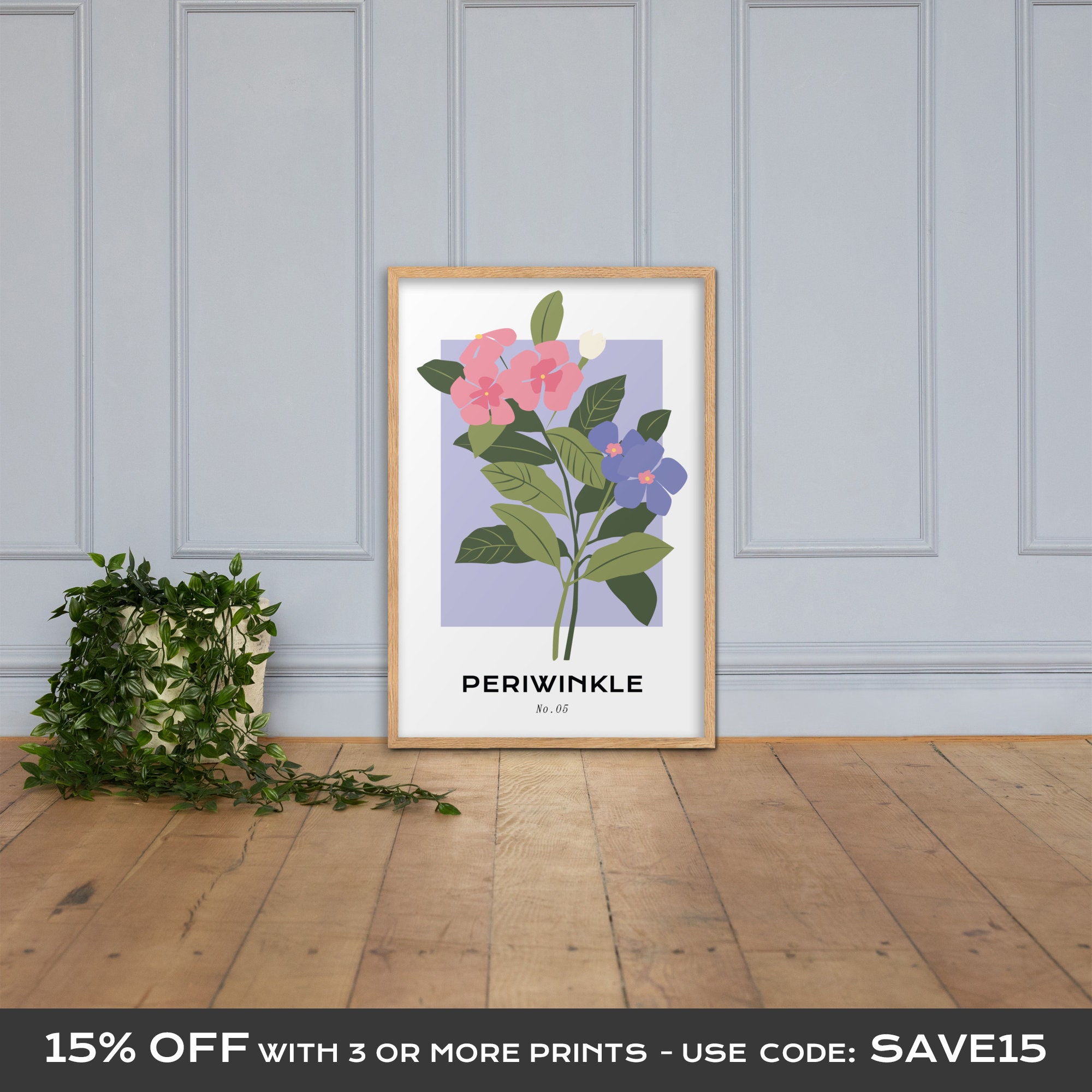 Periwinkle Print Creeping Myrtle Digital Download Art Print - Etsy