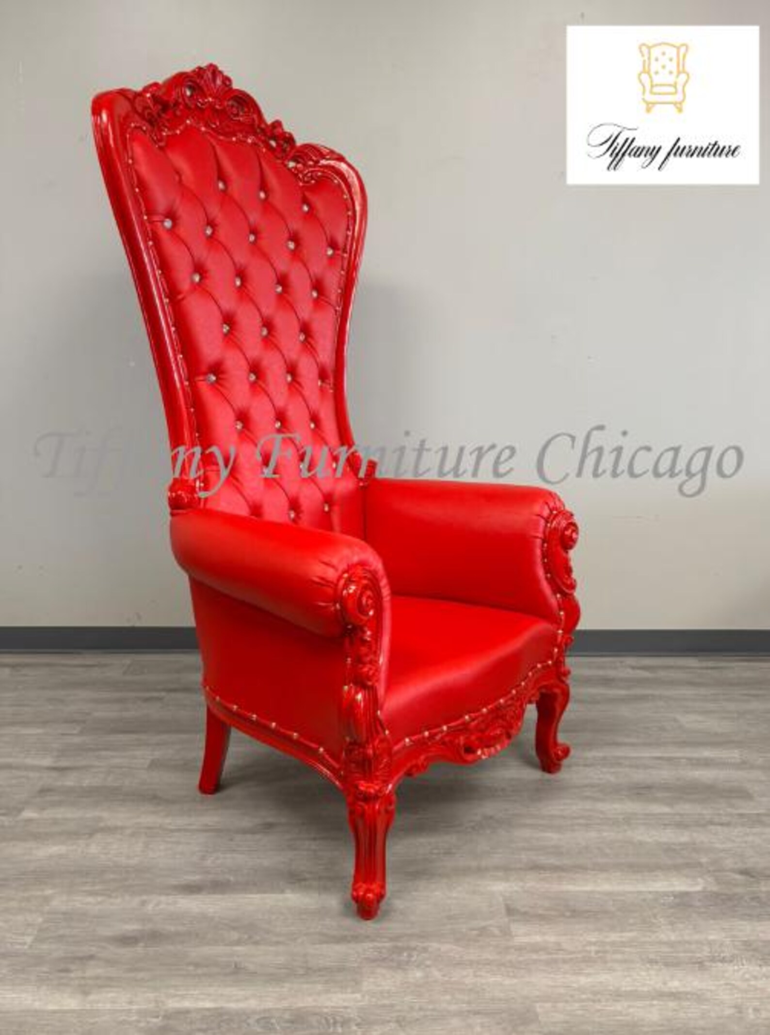 All Red Throne Chair Arm Throne Chair High Back Chair Crystal Tufted ...