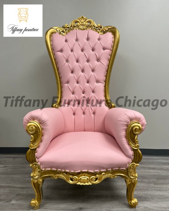 Rose Throne Chair Arm Throne Chair High Back Chair Crystal Tufted Vinyl ...