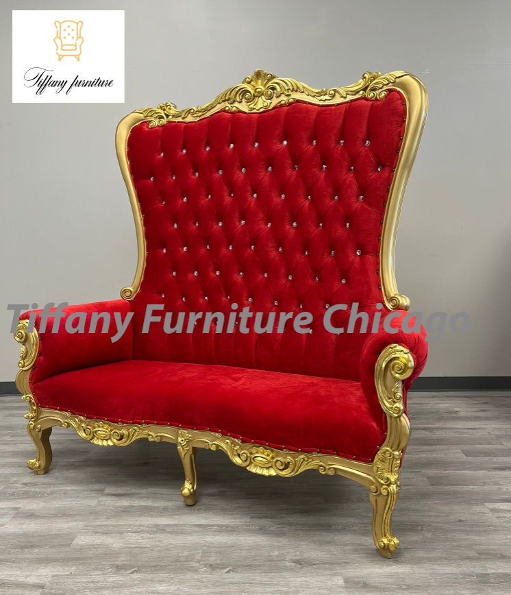 Wooden Arm Sofa Double Throne Chair Two-seater Sofa High Back Sofa ...