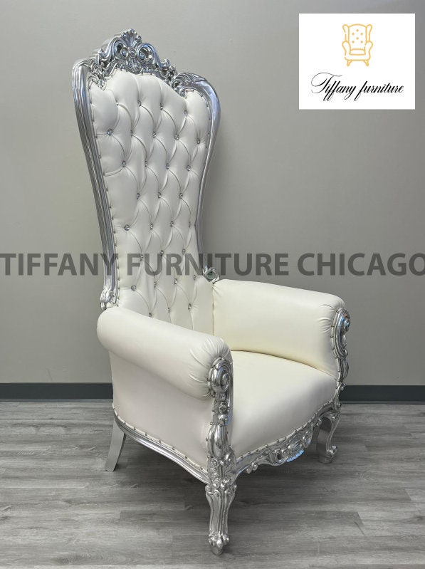 White Throne Chair Arm Throne Chair High Back Chair Crystal Tufted ...