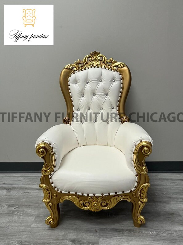 Kids' Throne Chair Kids' Chair Crystal Tufted Vinyl Birthday Chair Wood ...