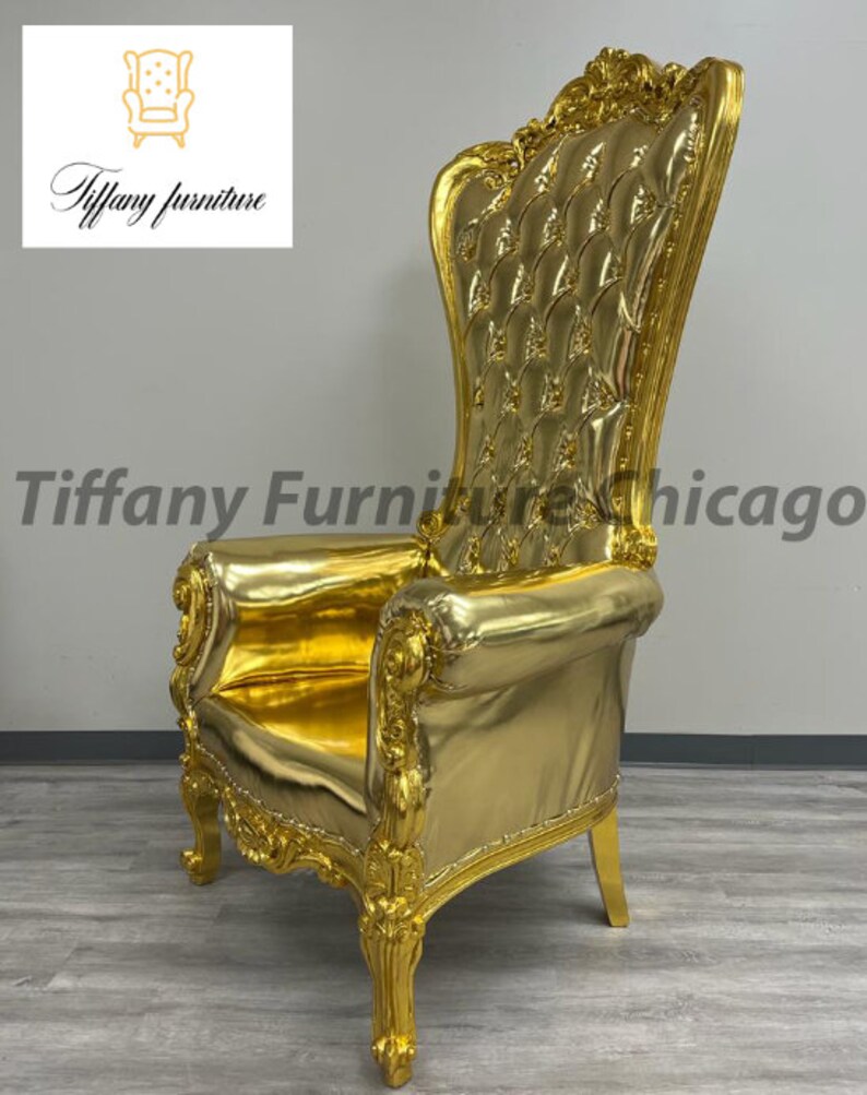 All Gold Throne Chair Arm Throne Chair High Back Chair Nail Tufted ...