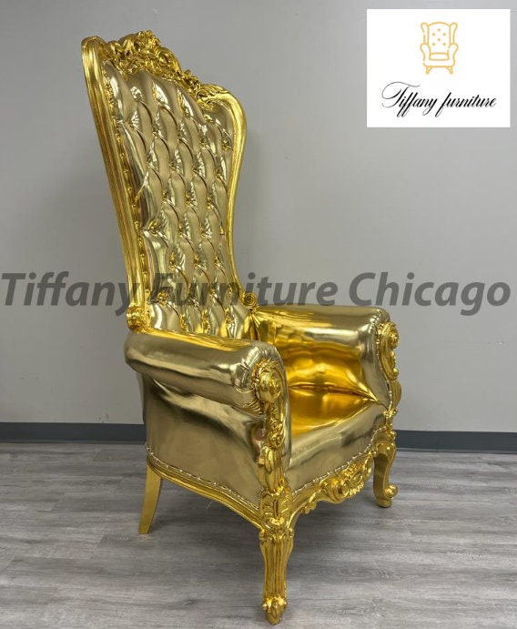 All Gold Throne Chair Arm Throne Chair High Back Chair Nail Tufted ...