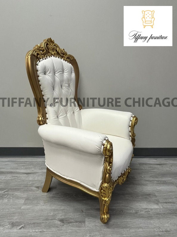 Kids' Throne Chair Kids' Chair Crystal Tufted Vinyl Birthday Chair Wood ...