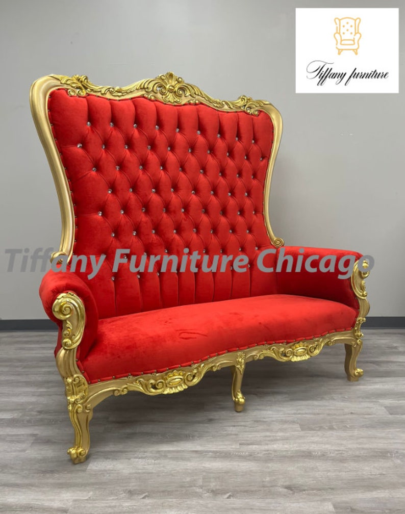 Wooden Arm Sofa Double Throne Chair Two-seater Sofa High Back Sofa ...