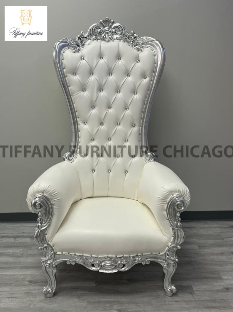 White Throne Chair Arm Throne Chair High Back Chair Crystal Tufted ...