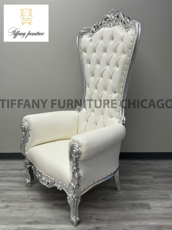 White Throne Chair Arm Throne Chair High Back Chair Crystal Tufted ...