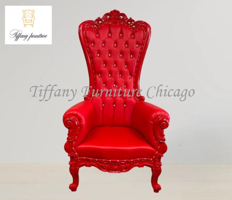 All Red Throne Chair Arm Throne Chair High Back Chair Crystal Tufted ...