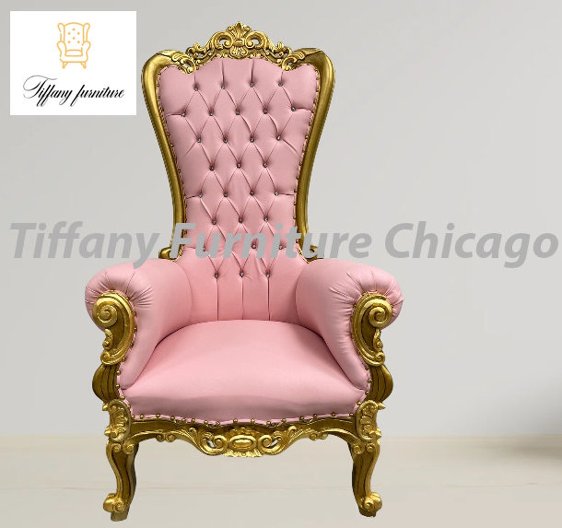 Rose Throne Chair Arm Throne Chair High Back Chair Crystal Tufted Vinyl ...