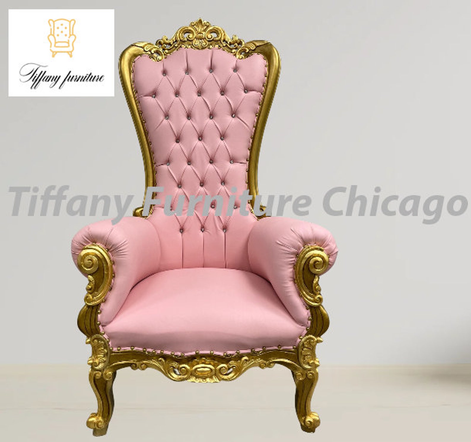 Rose Throne Chair Arm Throne Chair High Back Chair Crystal Tufted Vinyl ...