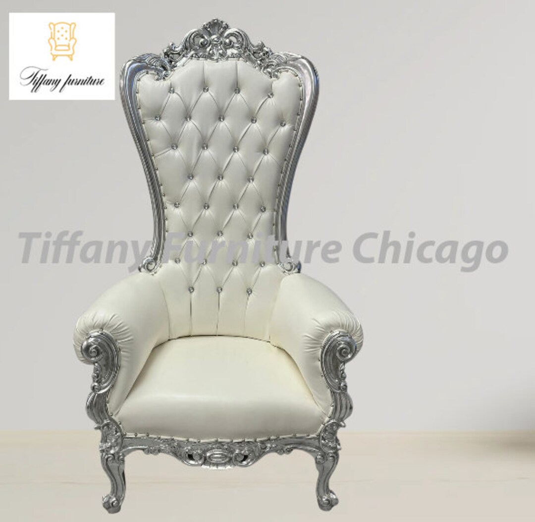 White Throne Chair Arm Throne Chair High Back Chair Crystal Tufted ...